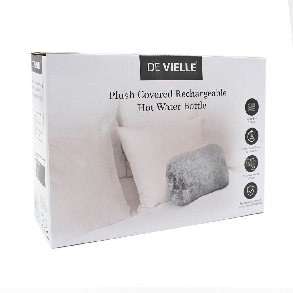 De Vielle Plush Covered Rechargeable Hot Water Bottle Grey – Decwells